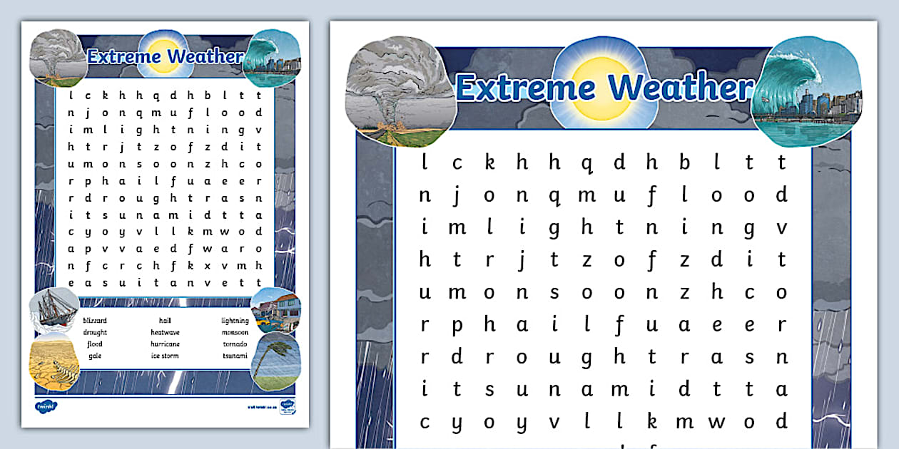 Extreme Weather Word Search - Twinkl South Africa - Twinkl