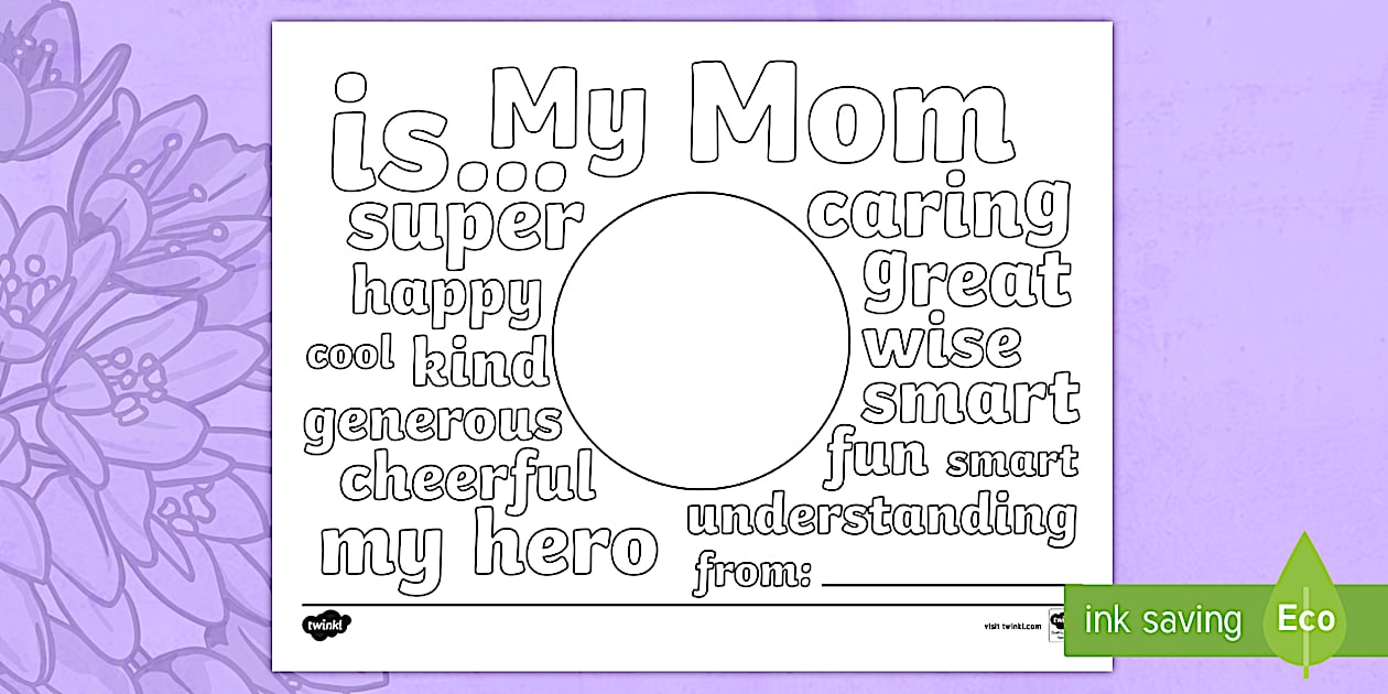 Mother's Day Describing Words Coloring Sheet (Teacher-Made)