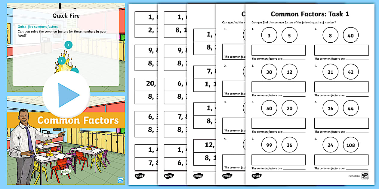 Common Factors PowerPoint Differentiated Lesson Teaching Pack