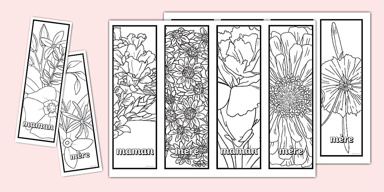 Marque-pages à colorier : Fête des mères - Twinkl