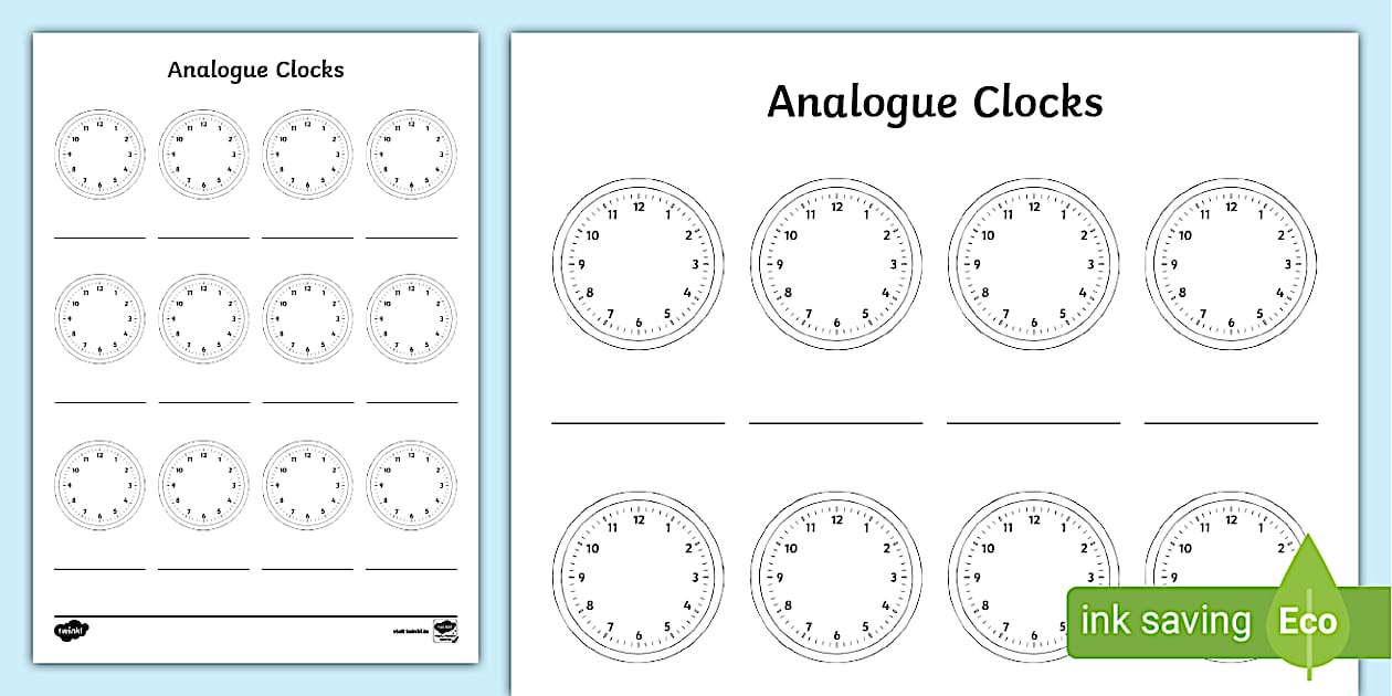 Analogue Clock Patterns | Template | Telling The Time