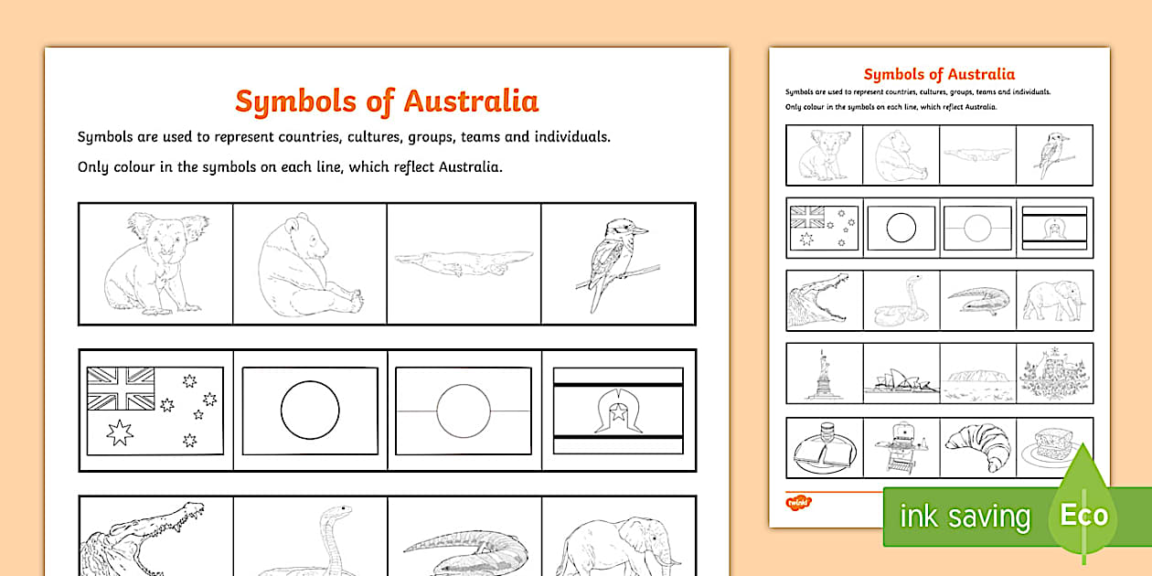 Symbols of Australia Worksheet (teacher made) - Twinkl