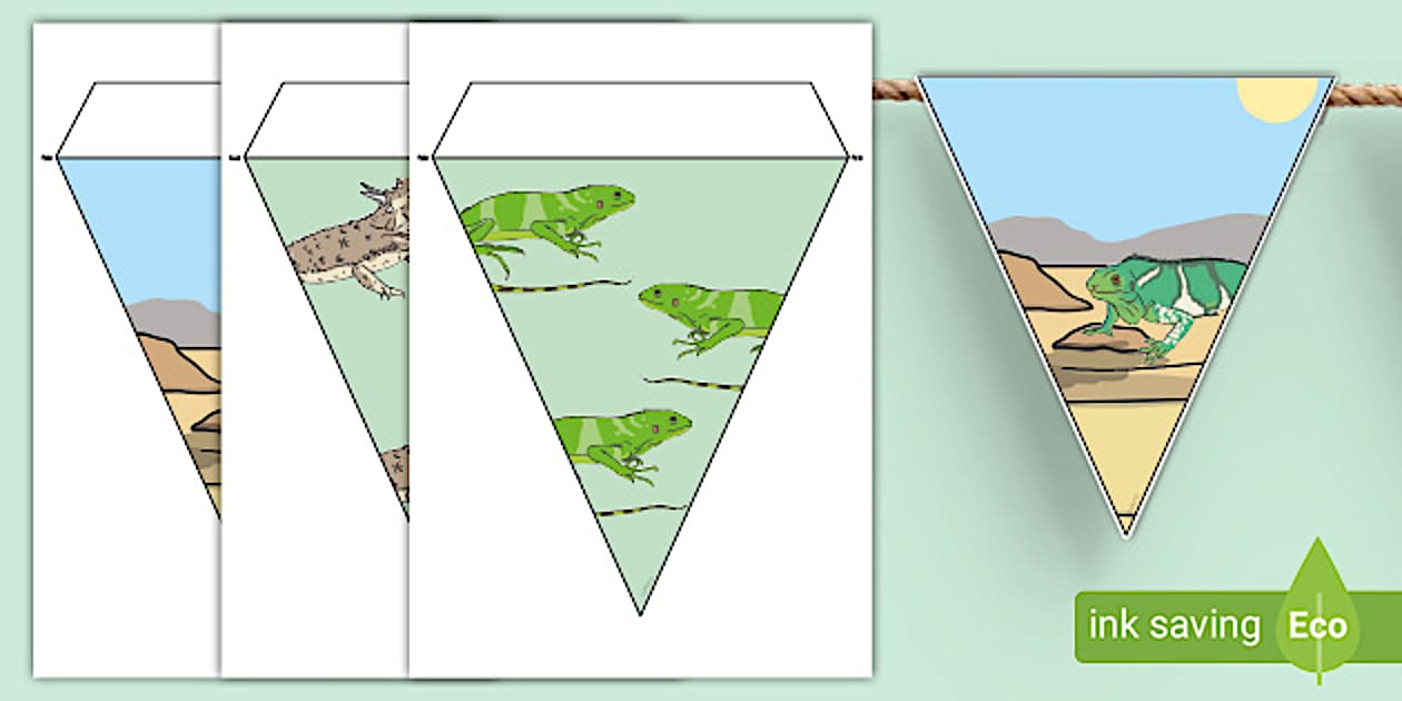 Printable Lizard Bunting Display - Decorations - Twinkl