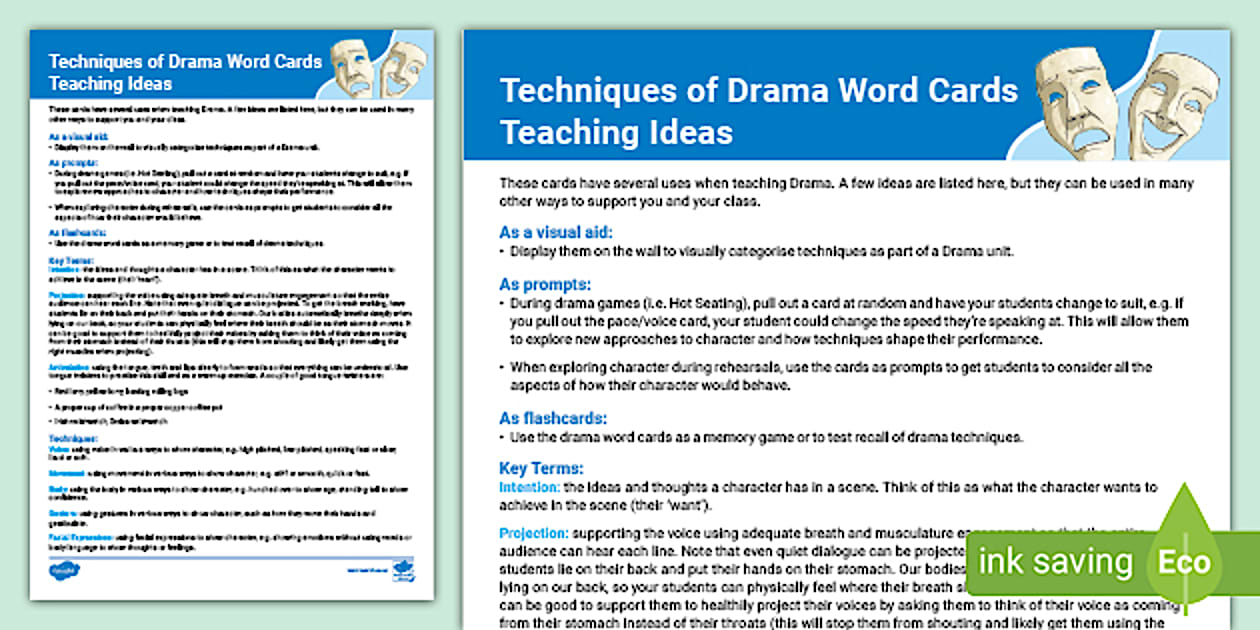 How to Use KS2 Drama Techniques Word Cards Teacher Guidance