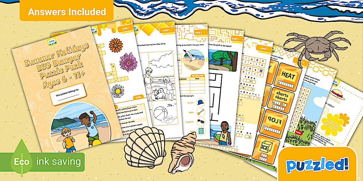 Summer Puzzles Printable Pack Ages 6 - 11+ (teacher made)