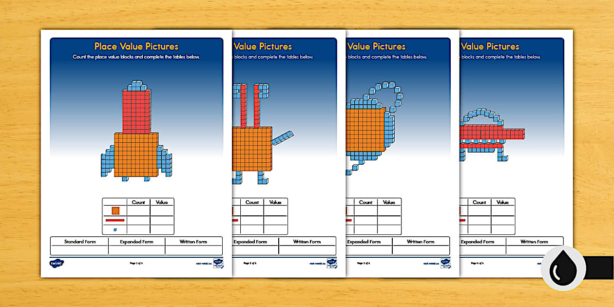 Base 10 Block Pictures Activity (teacher made) - Twinkl