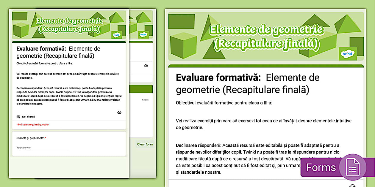Recapitulare finală Elemente de geometrie Clasa 3/a III-a