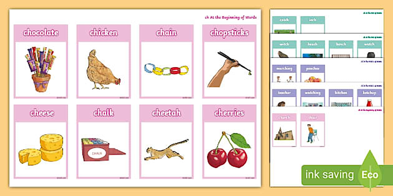 Ch Sound All Word Position Flashcards. (Teacher-Made)