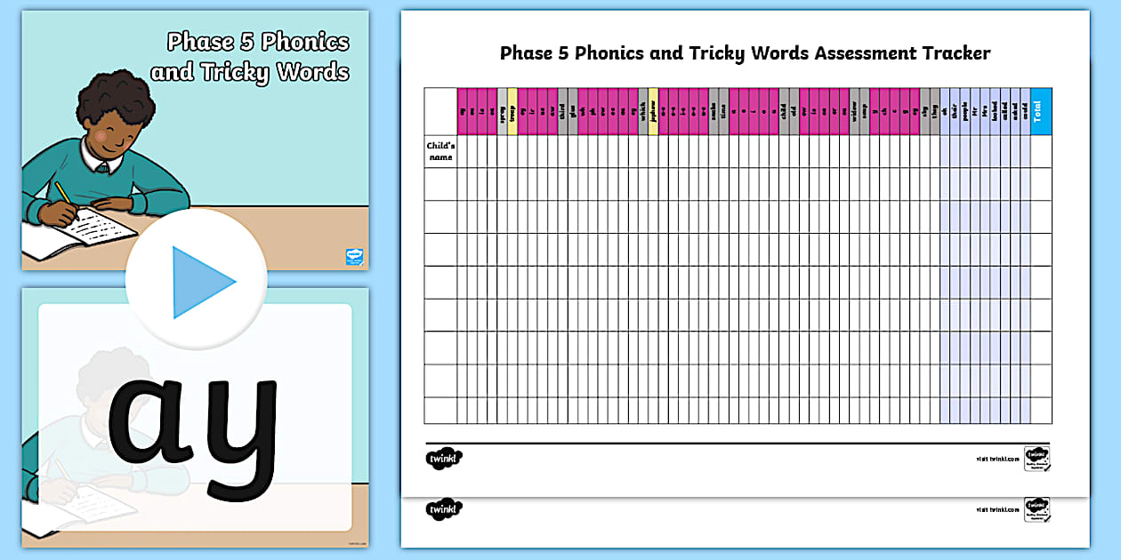 Phase 5 Phonics and Tricky Words Assessment Tracker and PowerPoint Pack
