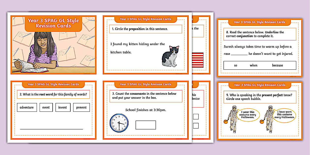 Year 3 SPAG GL Style Revision Cards (Teacher-Made) - Twinkl
