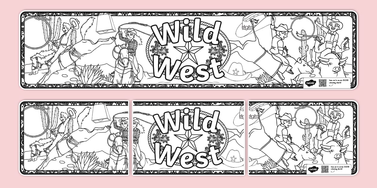 Wild West Colouring Display Banner (teacher made) - Twinkl