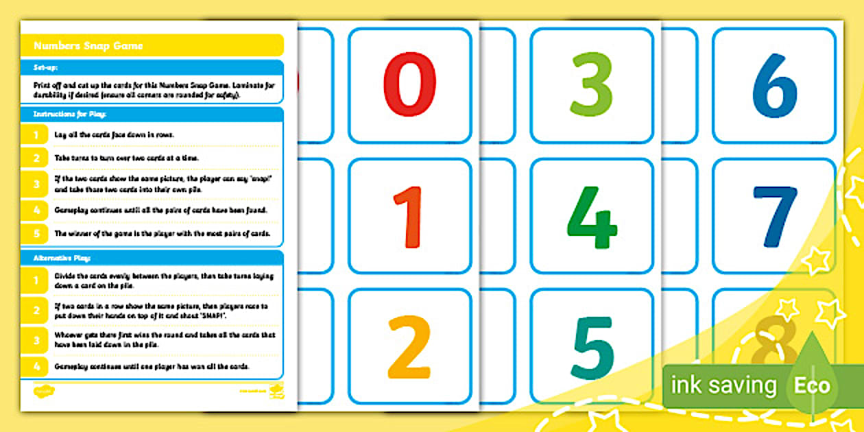 Numbers Snap Game (teacher made) - Twinkl