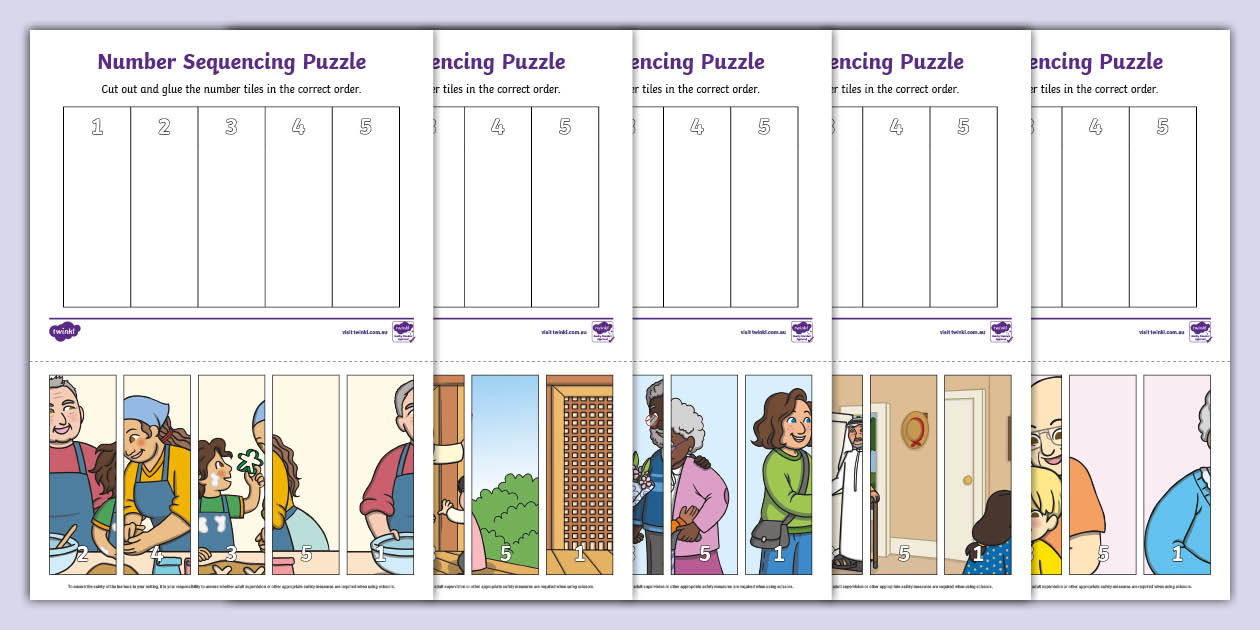 Grandparents Day Number Sequencing Puzzle (Teacher-Made)