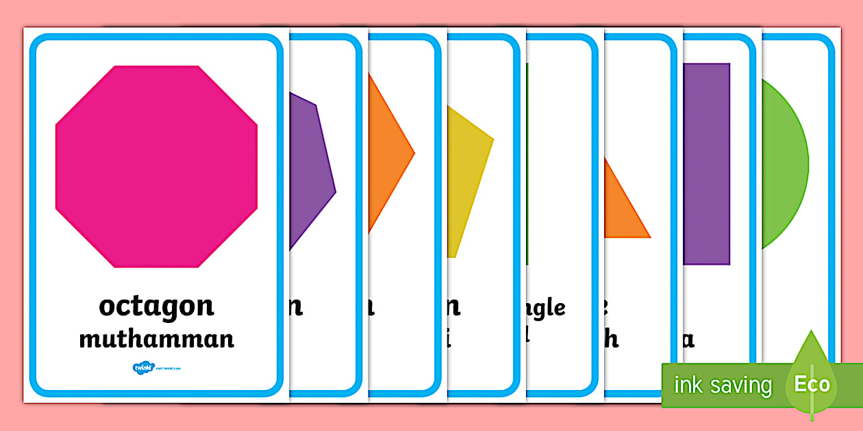 2D Shape Posters English/Arabic Phonics - Twinkl