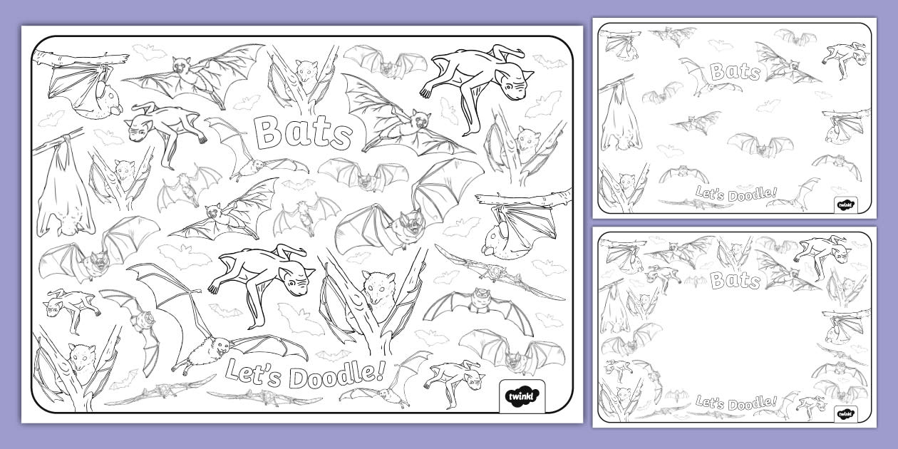 Bats Doodle Colouring Pages - Twinkl - KS1 (teacher made)