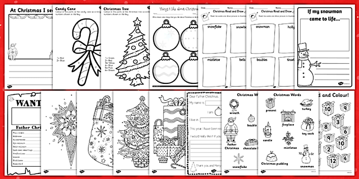 Christmas Activity Pages for Kindergarten - Year 2 - Twinkl