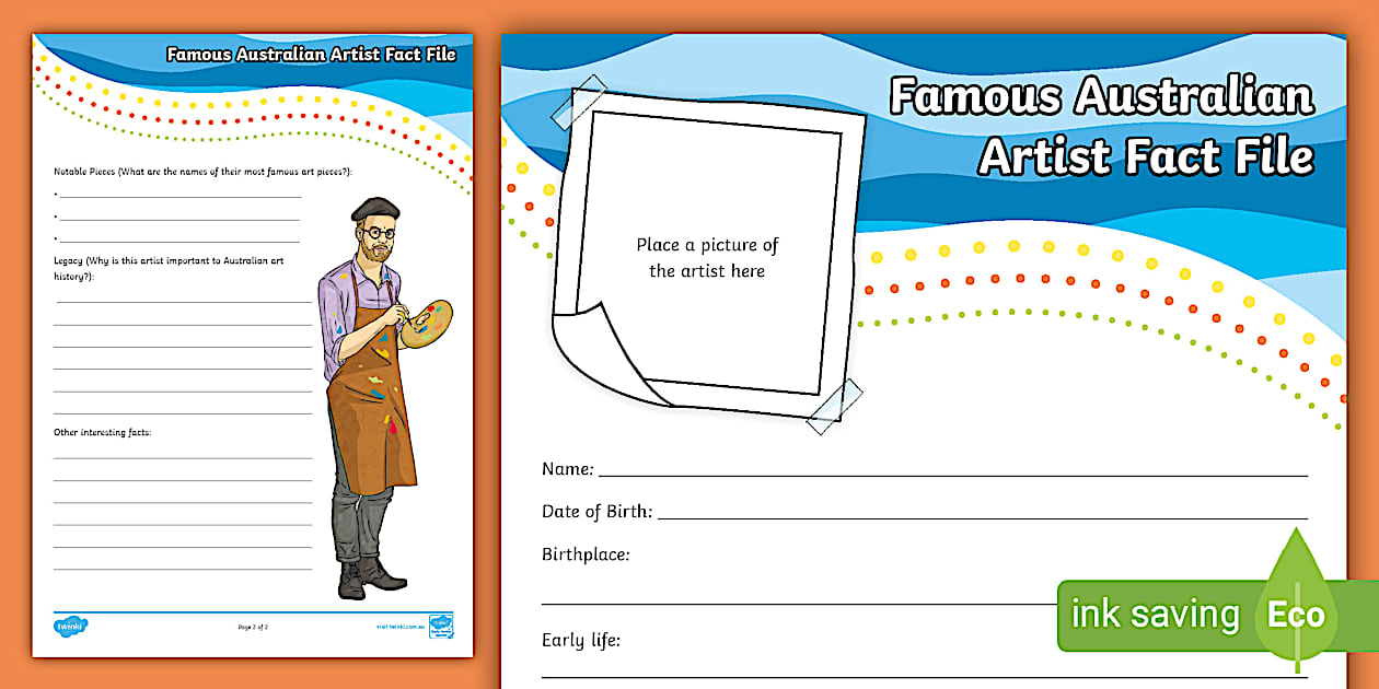 Famous Australian Artist Fact File (Teacher-Made) - Twinkl