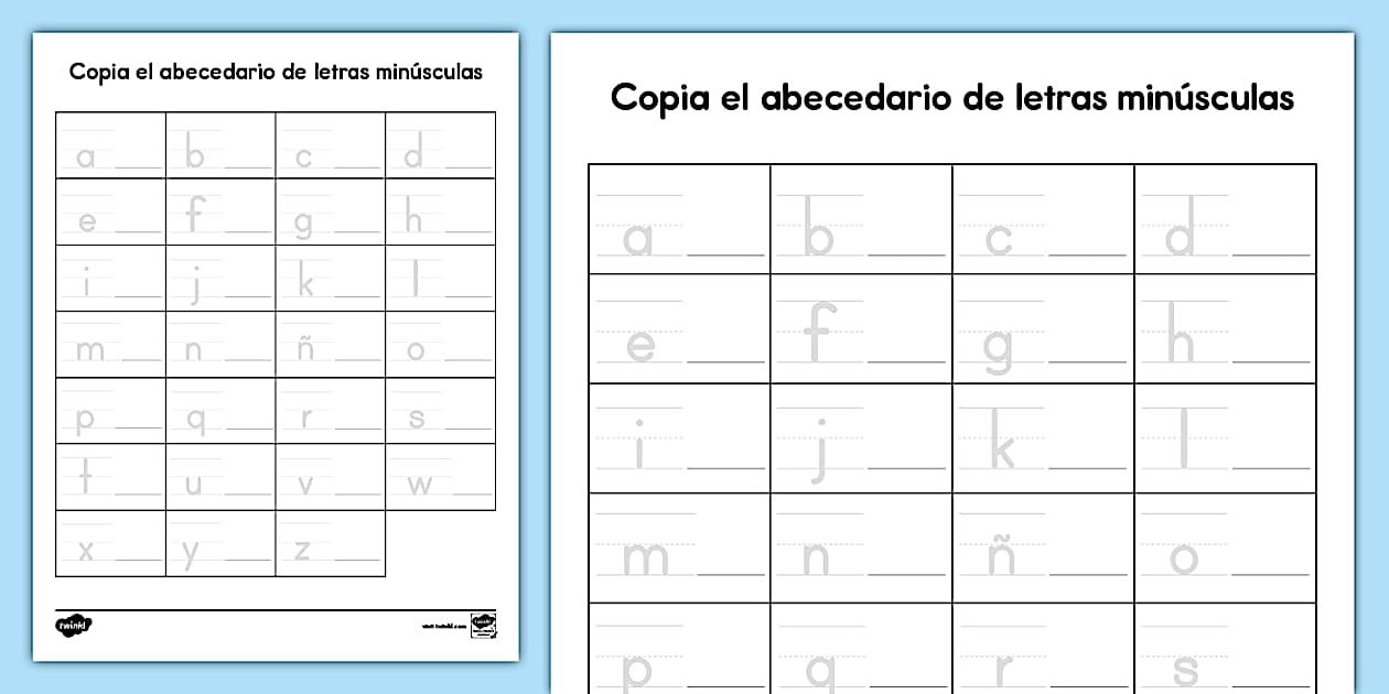 Escritura: Copia el abecedario de letras minúsculas