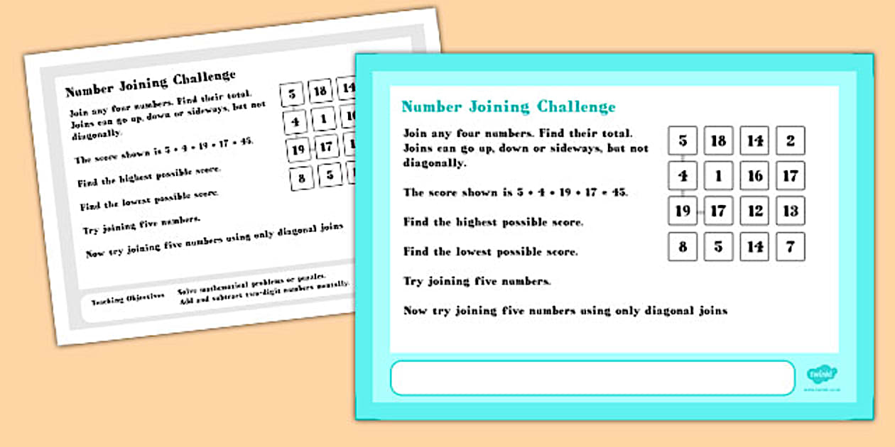 Number Joining Maths Challenge A4 Display Posters - challenge