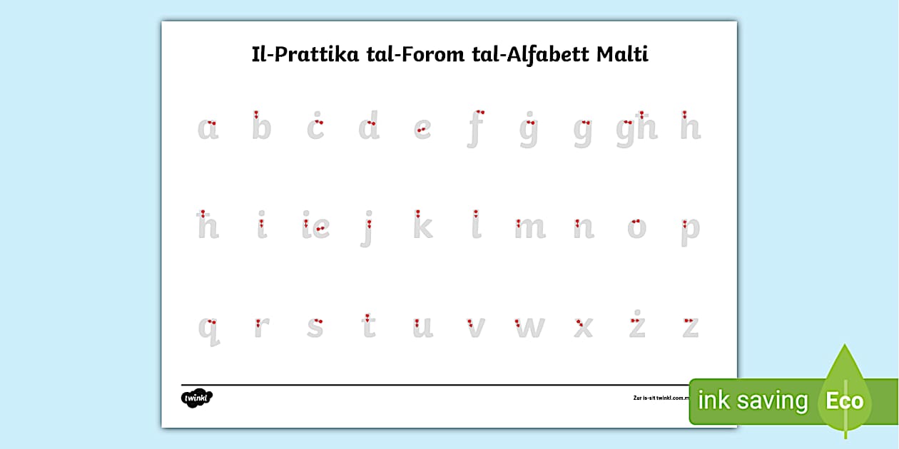 Il-Prattika tal-Forom tal-Alfabett Malti: Ittri Żgħar