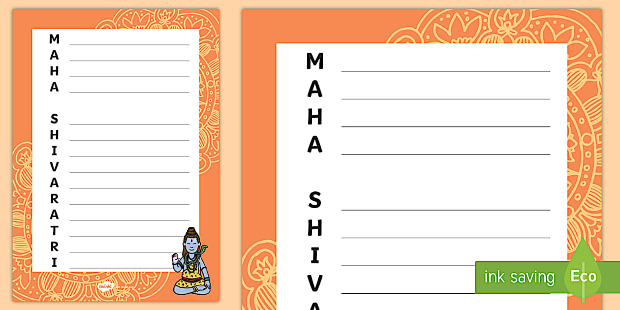 Maha Shivaratri Acrostic Poem - Twinkl