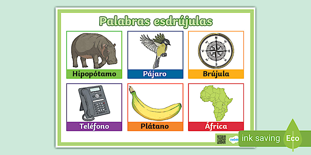 Afiche: Ejemplos de palabras esdrújulas | Twinkl - Twinkl