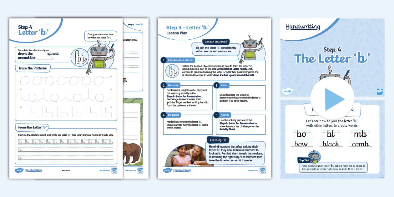 Step 4 Letter b Pack Joined Handwriting Practice - Twinkl