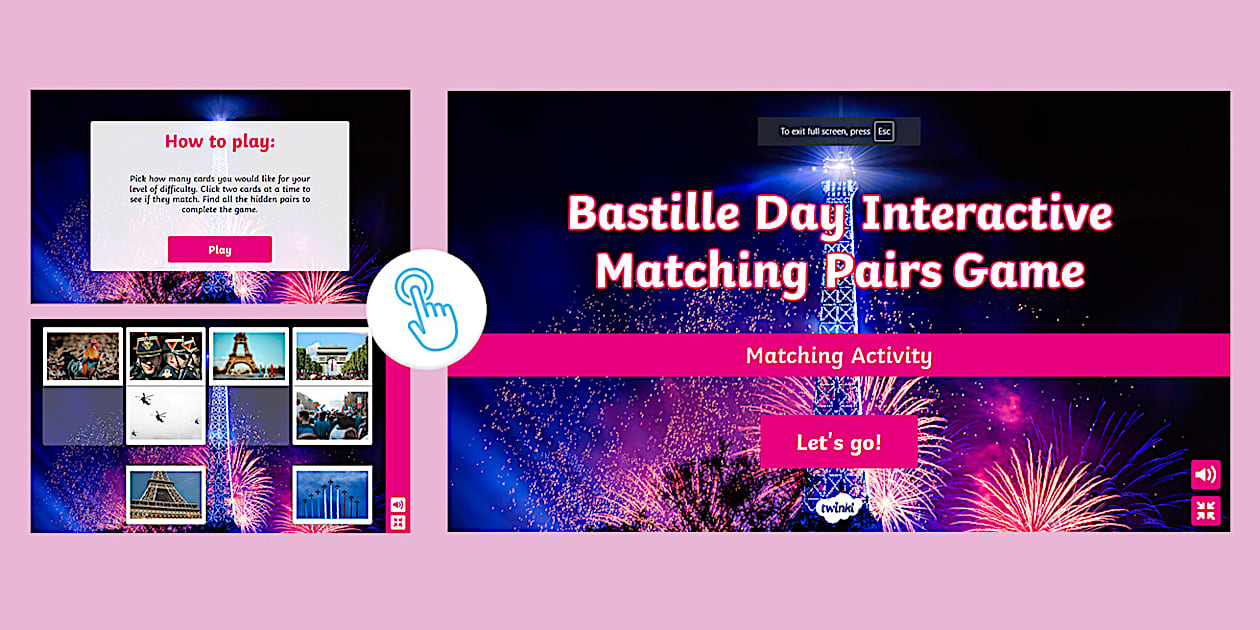 Bastille Day Interactive Matching Pairs Game (Teacher-Made)