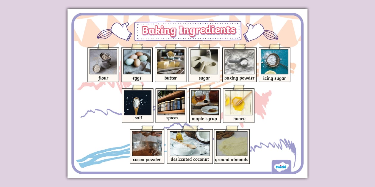 Baking Ingredients Photo Word Mat (teacher made) - Twinkl