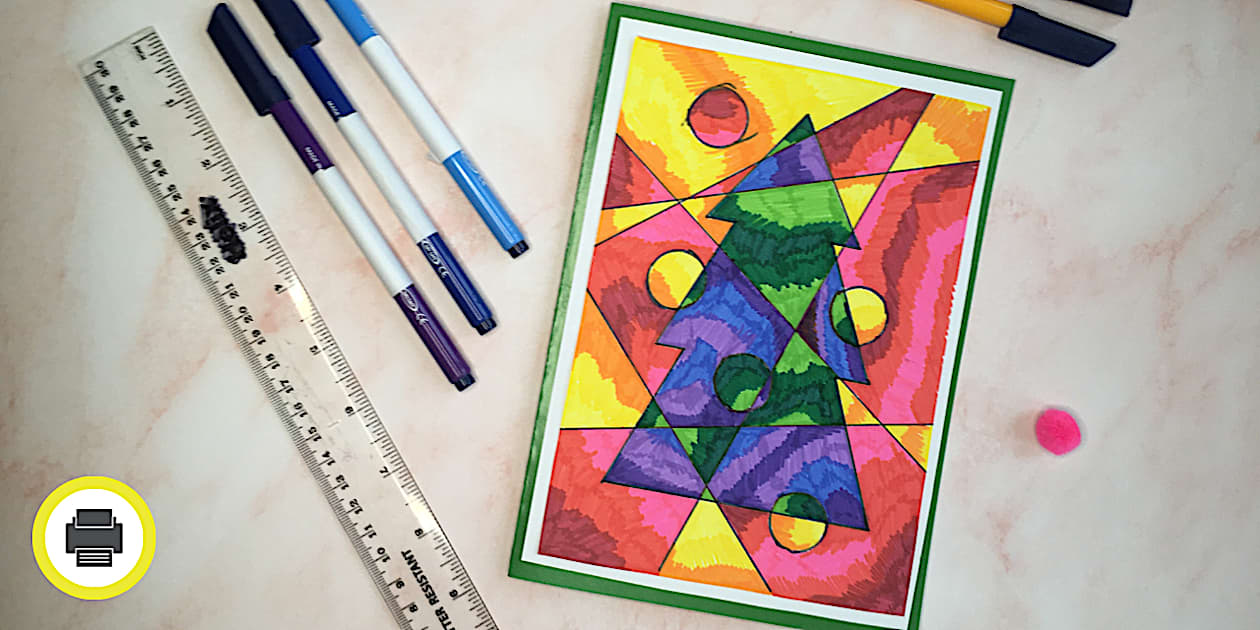 Colouring Christmas Card Craft - Christmas Activities