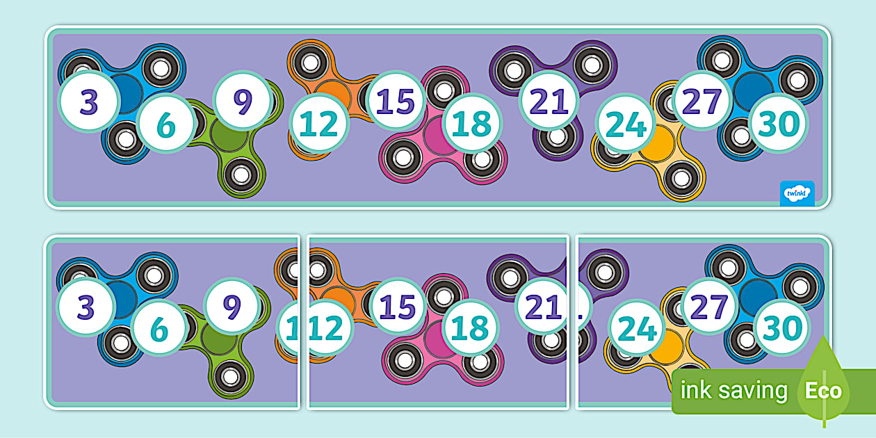 Counting by 3 Chart Fidget Spinners Display Banner - Twinkl