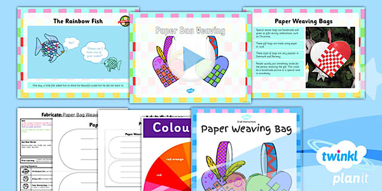 Art: Fabricate: Paper Bag Weaving KS1 Lesson Pack 3 - Twinkl