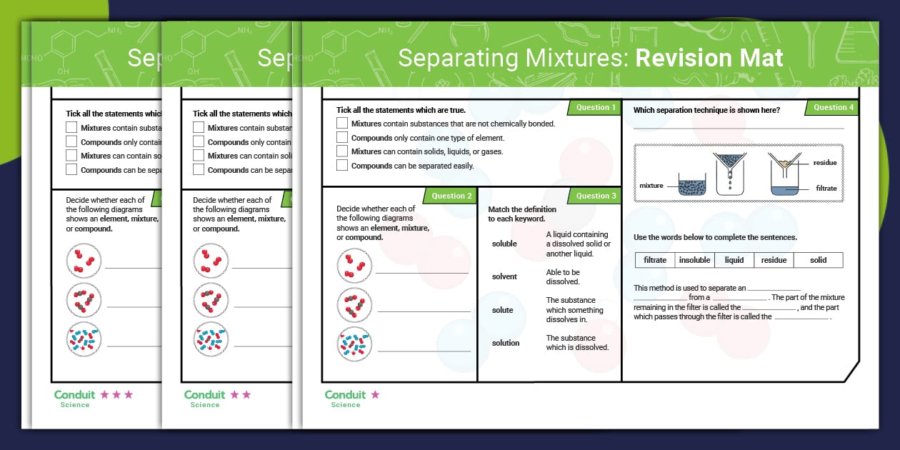 Separating Mixtures: Revision Mat (teacher made) - Twinkl