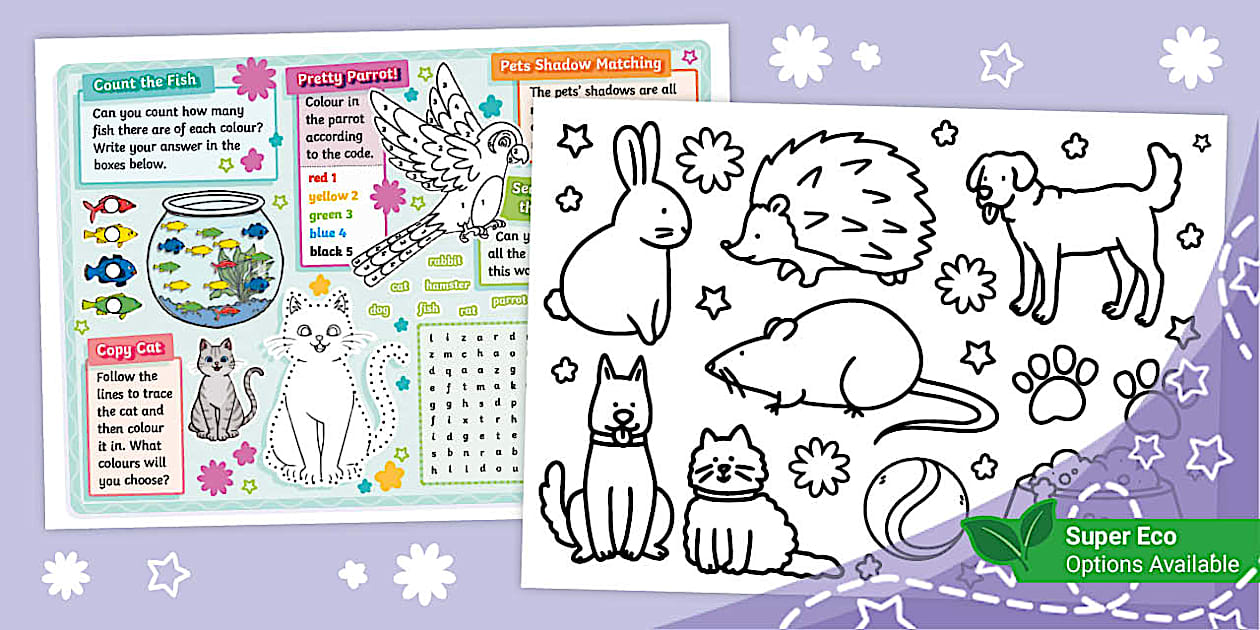 Pets Tiny Activity Mat (Ages 3 - 5) (teacher made) - Twinkl