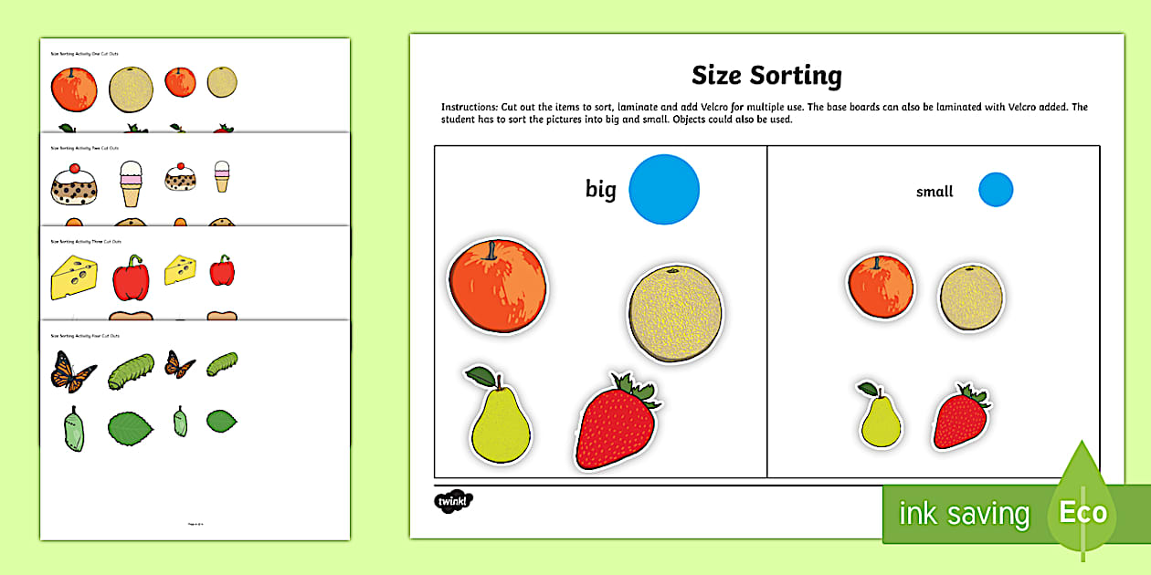 Editable Workstation Pack: Size Sorting Activity Pack