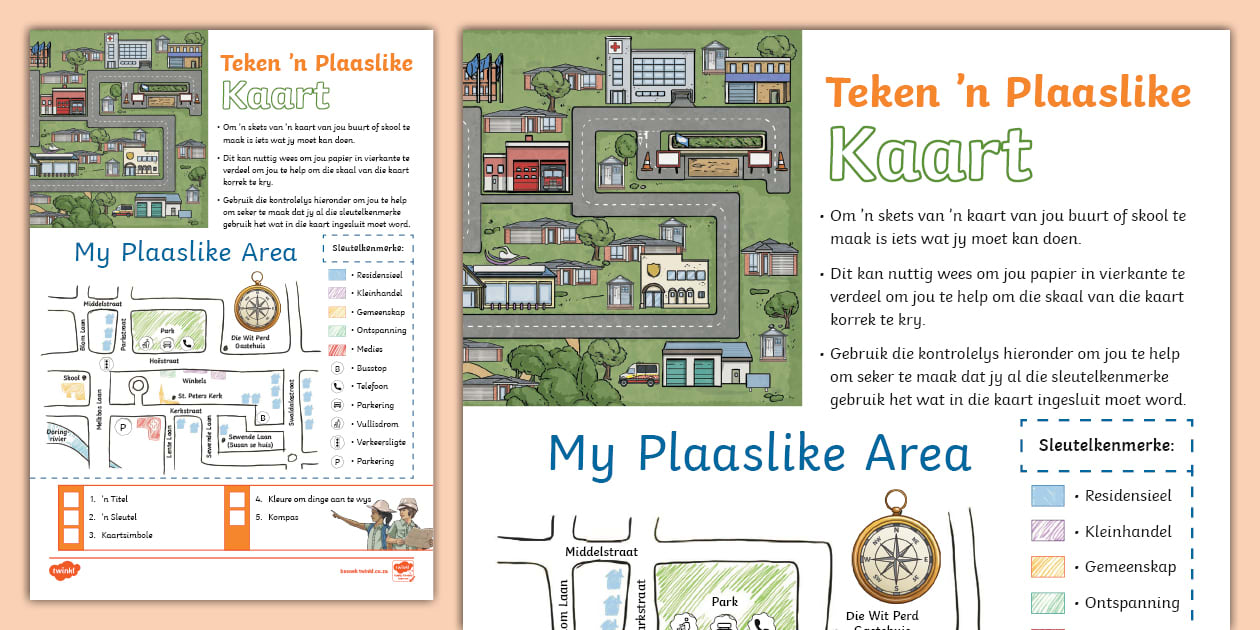 Geografie: Teken 'n Plaaslike Kaart (teacher made) - Twinkl