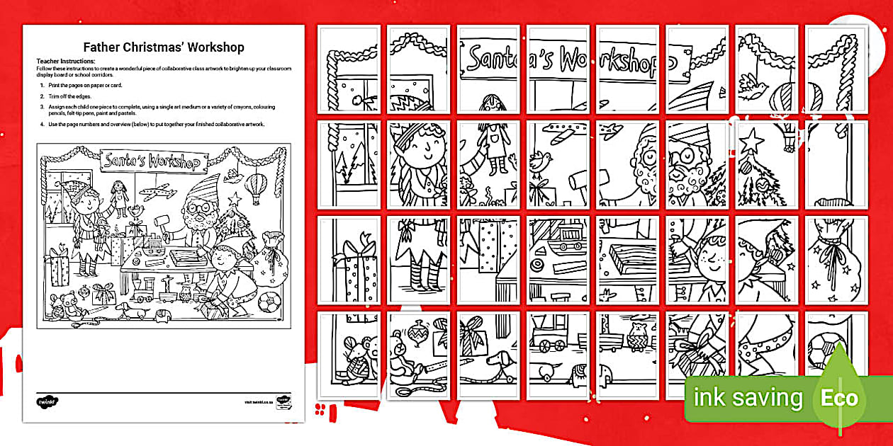Colouring: Father Christmas' Workshop Collaborative Colouring