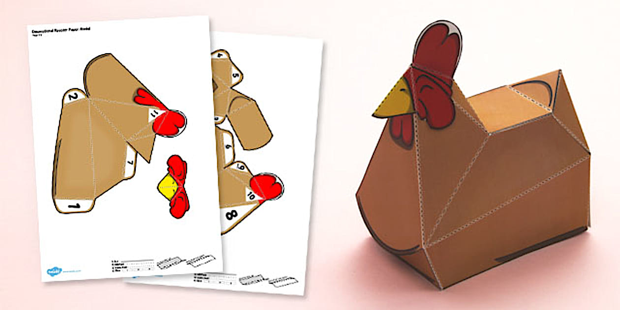 Rooster Paper Model (teacher made) - Twinkl