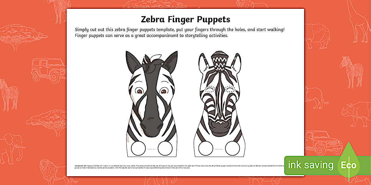 Zebra Finger Puppets| Zebras| Twinkl Finger Puppets| Puppets