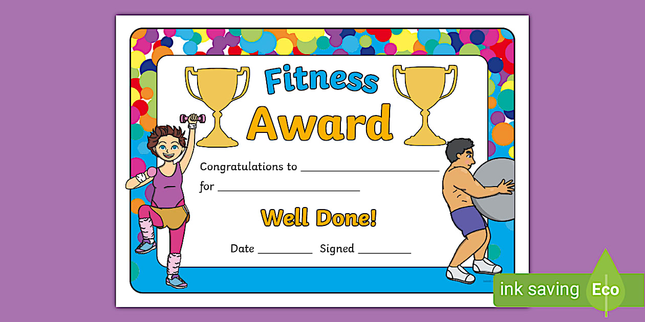 Fitness Award Certificate (teacher made) - Twinkl