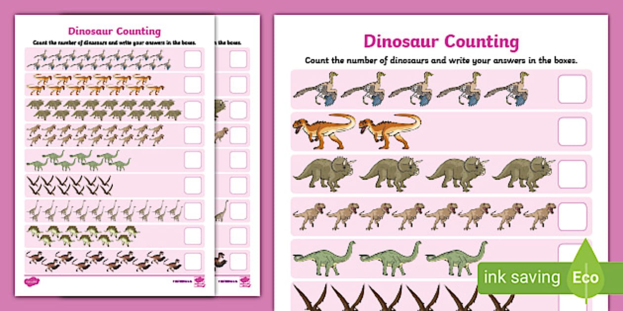 Dinosaur Sheet - Use Whole Numbers to Count up to 20 SEND