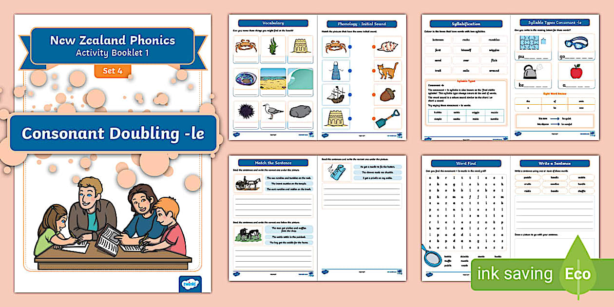 NZ Phonics Activity Booklet 1(Set 4) - Consonant Doubling-le