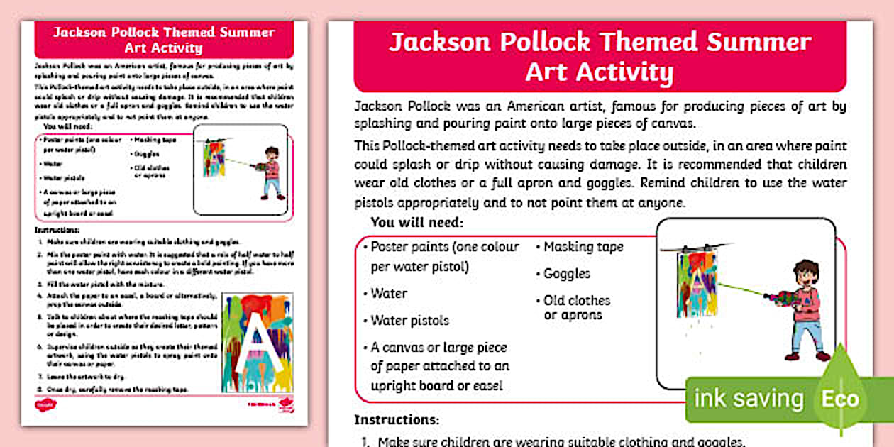 KS1 Jackson Pollock Inspired Summer Art Activity - Twinkl