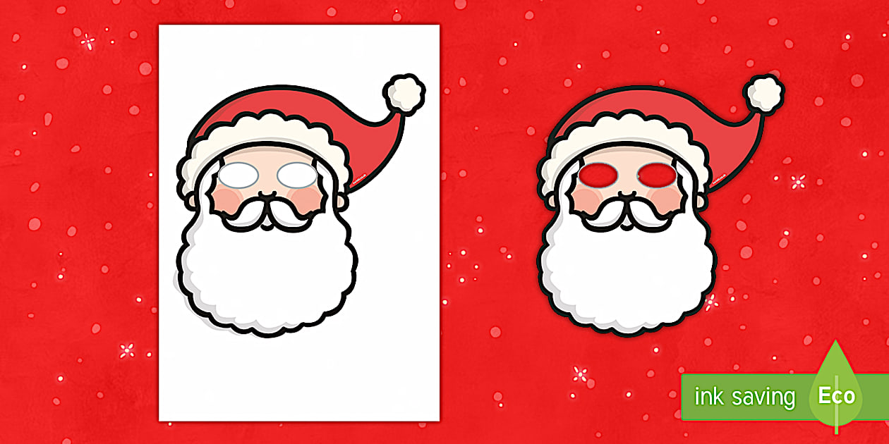 Black and White Santa Mask (l'enseignant a fait) - Twinkl