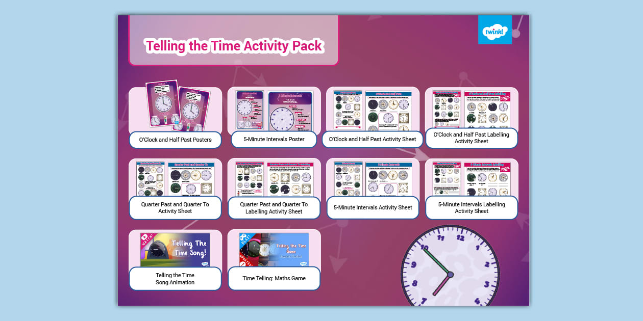 👉 KS1 Telling the Time Activity Pack (Teacher-Made)