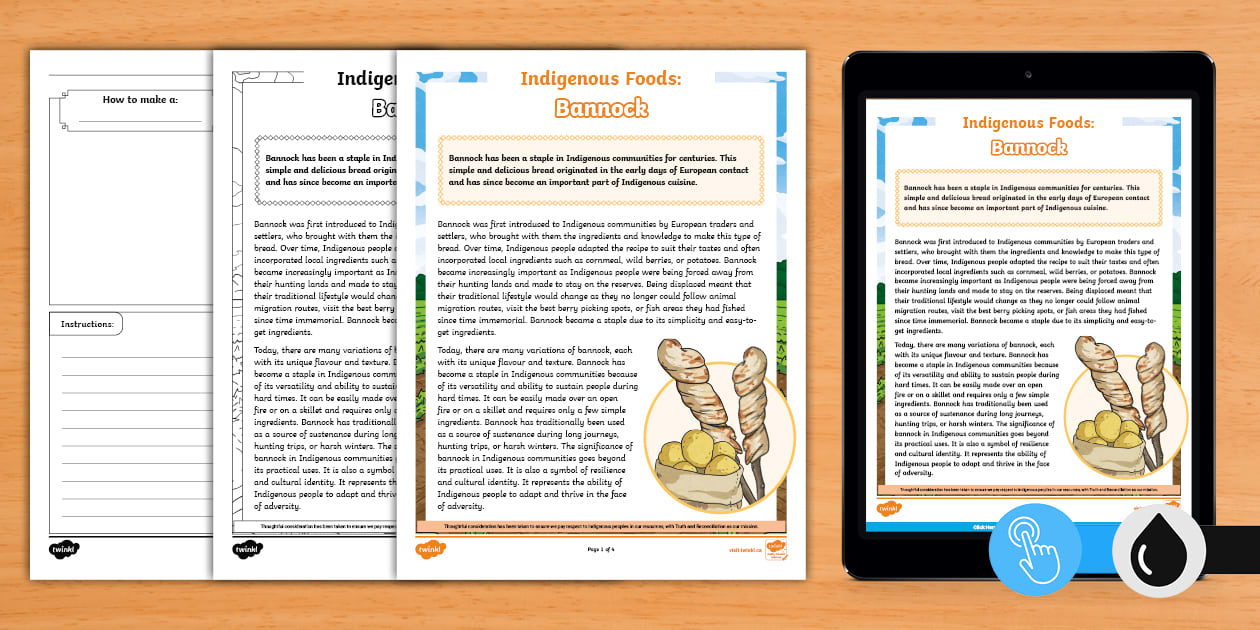 FREE! - Indigenous Foods: Bannock Reading Activity - Twinkl