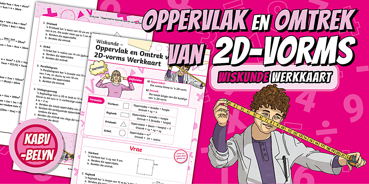 Senior Fase Wiskunde - Omtrek en Oppervlakte - Werkkaart
