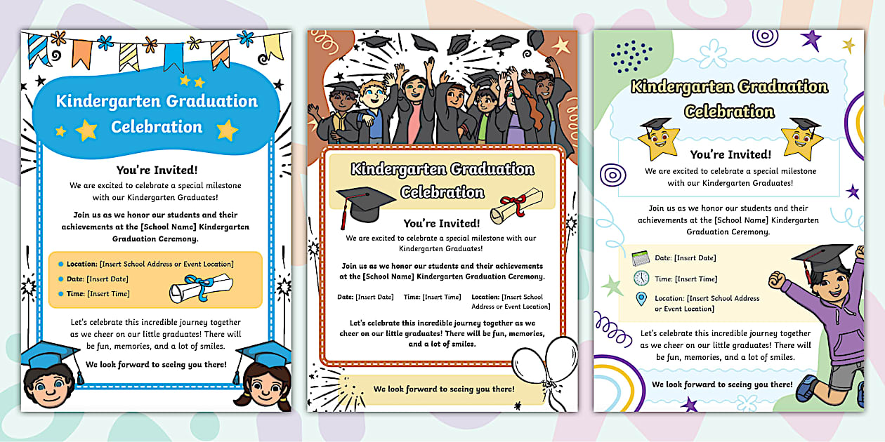 Editable Kindergarten Graduation Invitation Template | Printable Invite for