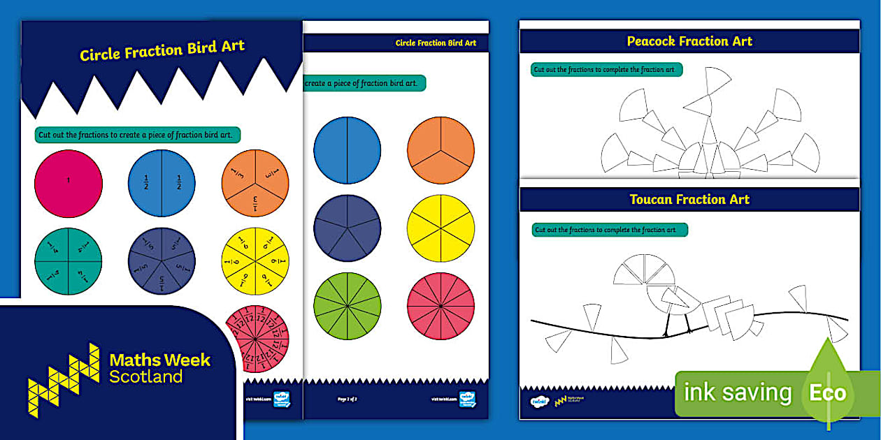 FREE! - Fraction Bird Art Maths Week Scotland Activities | Twinkl