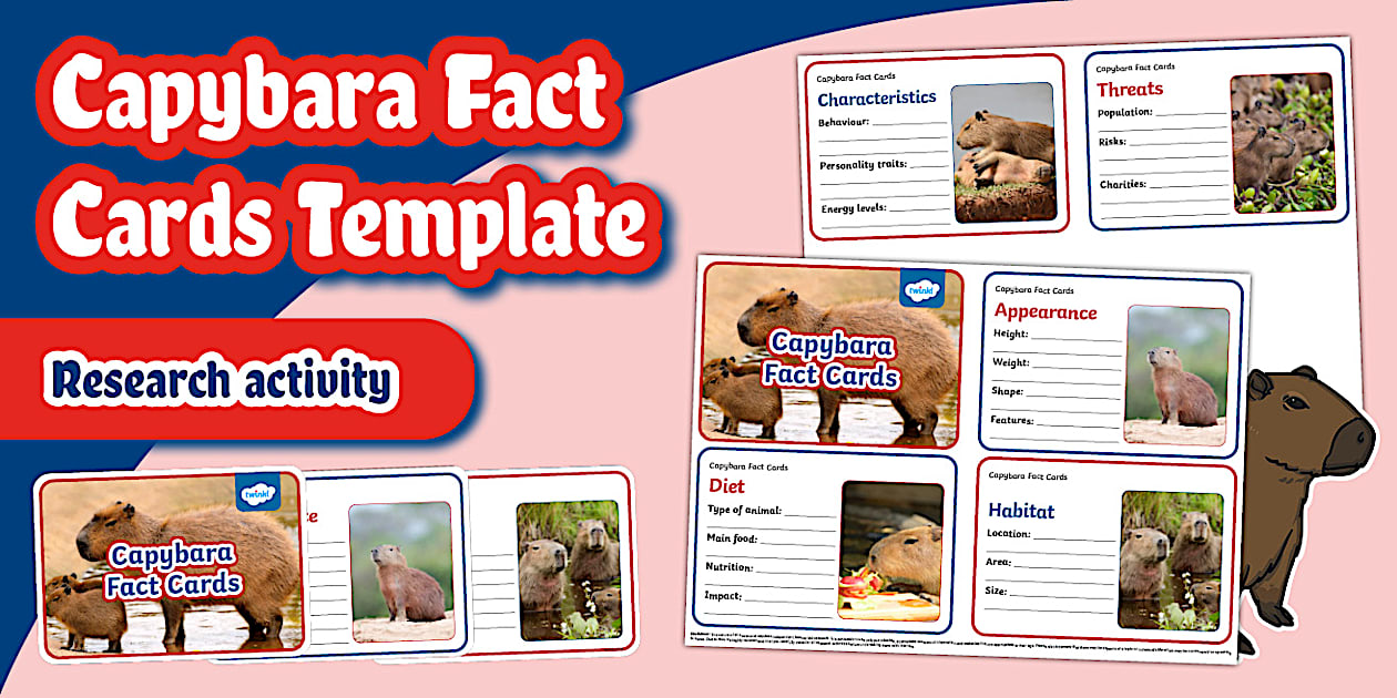 Capybara Fact Cards Template